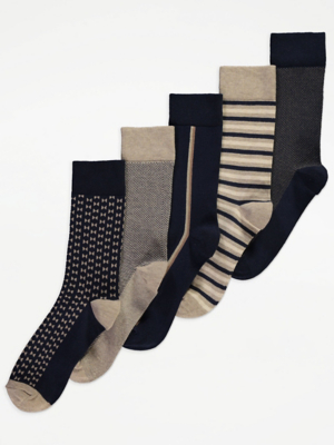 Striped Spot Feel Fresh Ankle Socks 5 Pack | Men | George at ASDA