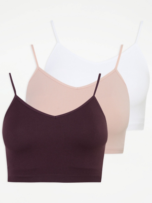 Ribbed Non-Wired Soft and Comfy Longline Bras 3 Pack | Lingerie ...