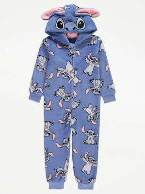 Disney Stitch Zip Front Hooded Fleece Onesie | Kids | George at ASDA