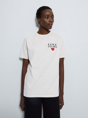 White Love Story Graphic T-Shirt | Women | George at ASDA