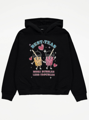 Black Bubble Tea Besties Hoodie | Kids | George at ASDA