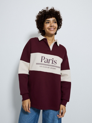 Burgundy Colour Block Paris Rugby Sweatshirt | Women | George at ASDA
