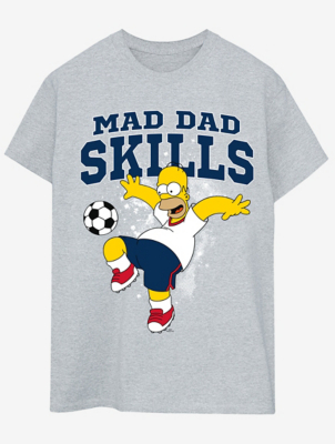 NW2 The Simpsons Homer Skills Football Adults Grey T-Shirt | Men ...