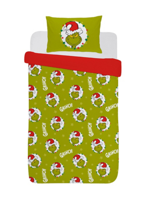 The Grinch Fleece Single Duvet Set | Christmas | George at ASDA