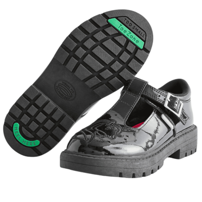 ToeZone Black Adel T-Bar Unicorn Girls School Shoes | Kids | George at ASDA