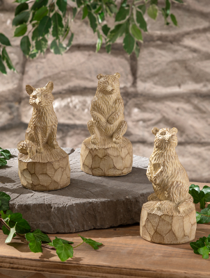 Light Wood Hand-Painted Animals On A Log - Set of 3 | Outdoor & Garden ...
