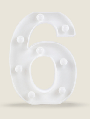 White Number 6 Birthday Light | Toys & Character | George at ASDA