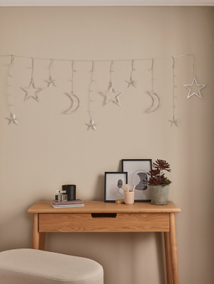 White LED 50L Star & Moon Curtain Light | Home | George at ASDA