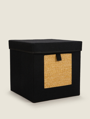 Black Lidded Storage Box with Cane Detail | Home | George at ASDA