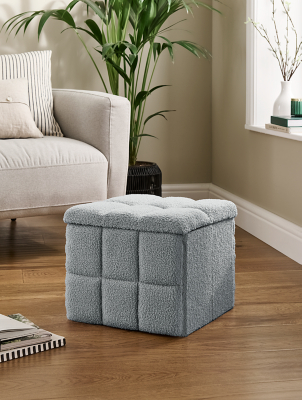 Grey Boucle Padded Stool | Home | George at ASDA