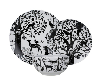 Black & White Enchanted Forest Dinner Set 12 Piece | Home | George at ASDA