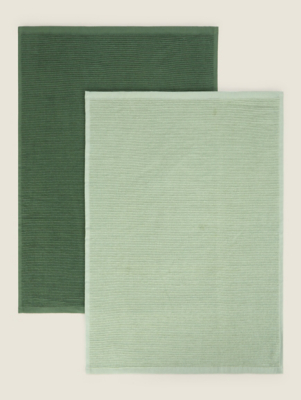 Green Ribbed Tea Towel - Set of 2 | Home | George at ASDA