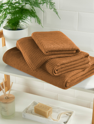 Caramel Brown Waffle Just Wellness Towel Range | Home | George at ASDA