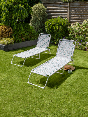 Folding Sunbed 2 Pack- Palm Tree Print | Outdoor & Garden | George at ASDA