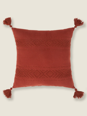 Maroon Geo Embroidered Border Cushion | Home | George at ASDA