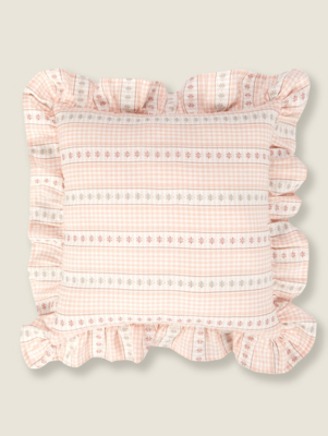 Pink Gingham Stripe Cushion | Home | George at ASDA