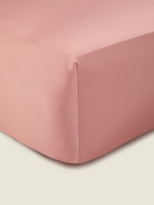 Pink 100% Cotton Plain Sateen Fitted Sheet | Home | George at ASDA
