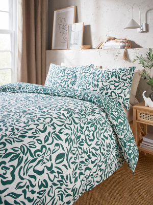 Teal Brush Stroke Floral Print Duvet Set | Home | George at ASDA