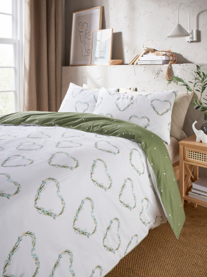 White Meadow Heart Reversible Duvet Set | Home | George at ASDA