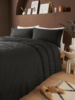 Black Ruched Stripe Duvet Set | Home | George at ASDA