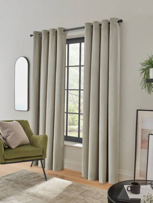 Natural Matte Velvet Eyelet Curtains | Home | George at ASDA