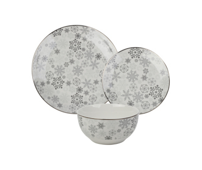 Grey & White Snowflake Dinner Set 12 Piece | Home | George at ASDA