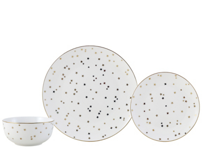 White & Gold-Tone Stars Dinner Set 12 Piece | Home | George at ASDA