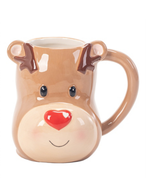 Brown Christmas Reindeer-Shaped Mug | Home | George at ASDA