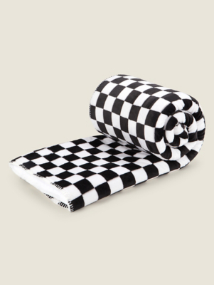 Black & White Checkerboard Sherpa Blanket | Home | George at ASDA
