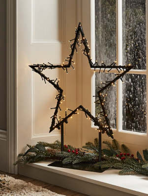 Black Large Metal Light Up Star | Christmas | George at ASDA