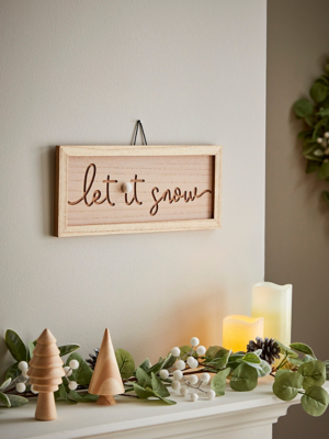 Natural Let it Snow Christmas Wall Art | Christmas | George at ASDA