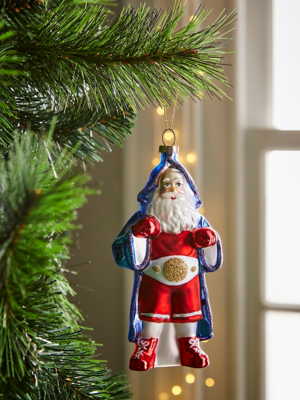 Glass Boxing Santa Christmas Bauble | Christmas | George at ASDA
