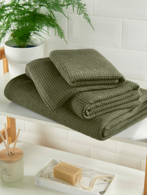 Just Wellness Olive Waffle Towel Range | Home | George at ASDA