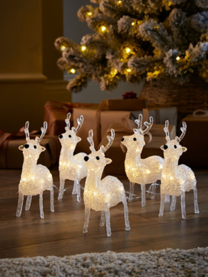 Iridescent Christmas Acrylic Stags - Set of 5 | Christmas | George at ASDA