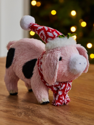 Christmas Pink Polyester Pig Decoration | Christmas | George at ASDA