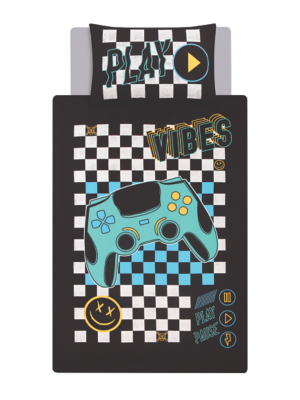 Black & White Gaming Checkerboard Single Duvet Set | Home | George at ASDA