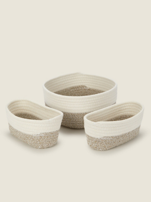 Natural Two-Tone Storage Basket - Set of 3 | Home | George at ASDA