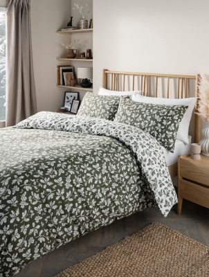 Green Brushed Autumn Leaves Duvet Set | Home | George at ASDA
