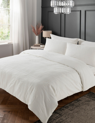 White Pop Checked Waffle Duvet Set | Home | George at ASDA