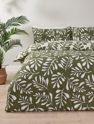Green Leaf Outline Soft Touch Duvet Set | Home | George at ASDA