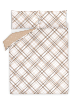 Natural Diagonal Check Duvet Set | Home | George at ASDA
