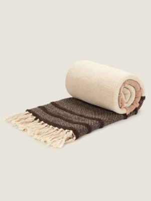 Crafted Arch Colour Block Throw With Fringed Edge | Home | George at ASDA
