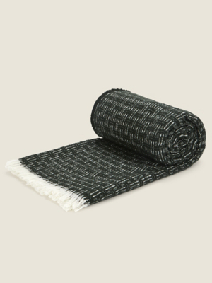 Green Felted Wool Check Throw with Fringed Edge | Home | George at ASDA