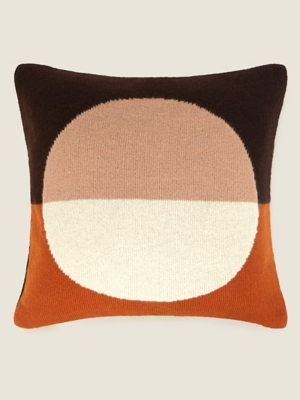 Brown Crafted Knitted Geo Cushion | Home | George at ASDA