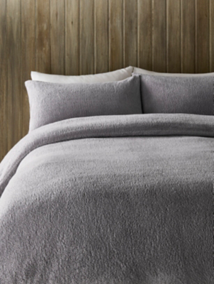 Grey Plain Teddy Duvet Set | Home | George at ASDA