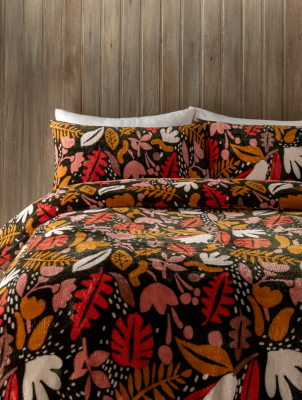 Green Print Leaf Supersoft Fleece Duvet Set | Home | George at ASDA