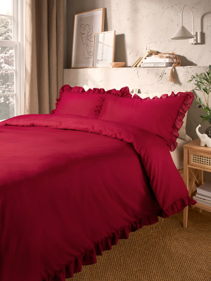 Red Frill Edge Duvet Set | Home | George at ASDA