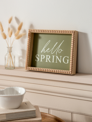 Stacey Solomon Green & White Hello Spring Sign | Home | George at ASDA