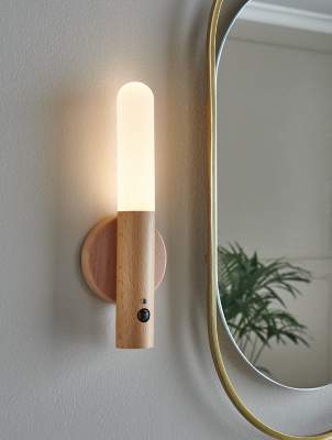 Portable/Dimmable wall lights wood | Home | George at ASDA