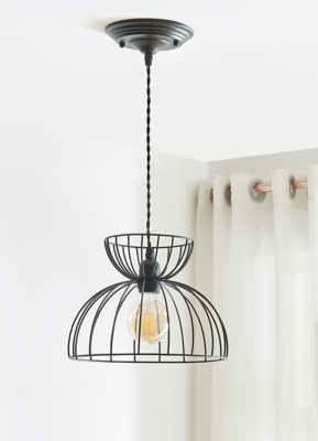 Black Curved Wire Metal Shade | Home | George at ASDA
